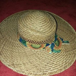 Accessories | Wide Brim Straw Summer With Disigner Flow | Poshmark
